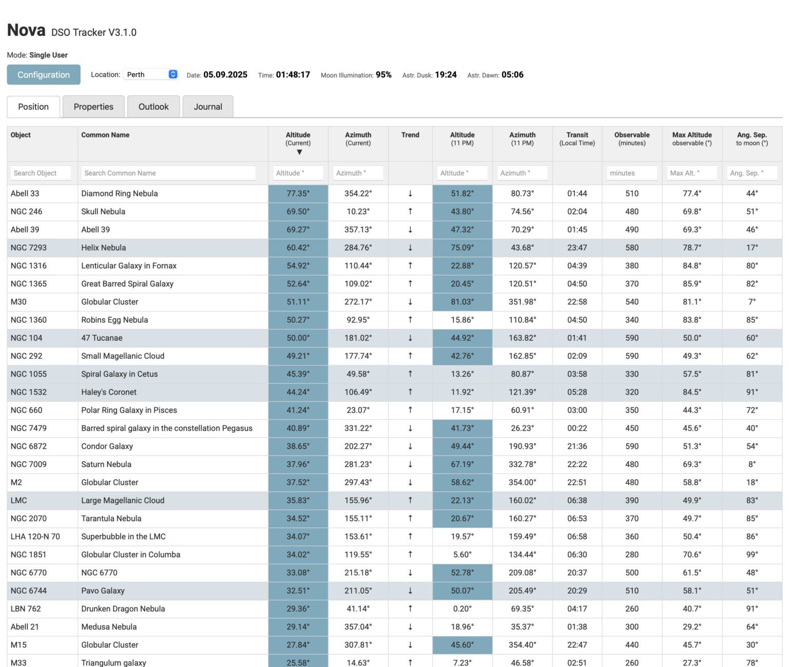 Nova DSO Tracker Open Source Astrophotography Planning Tool